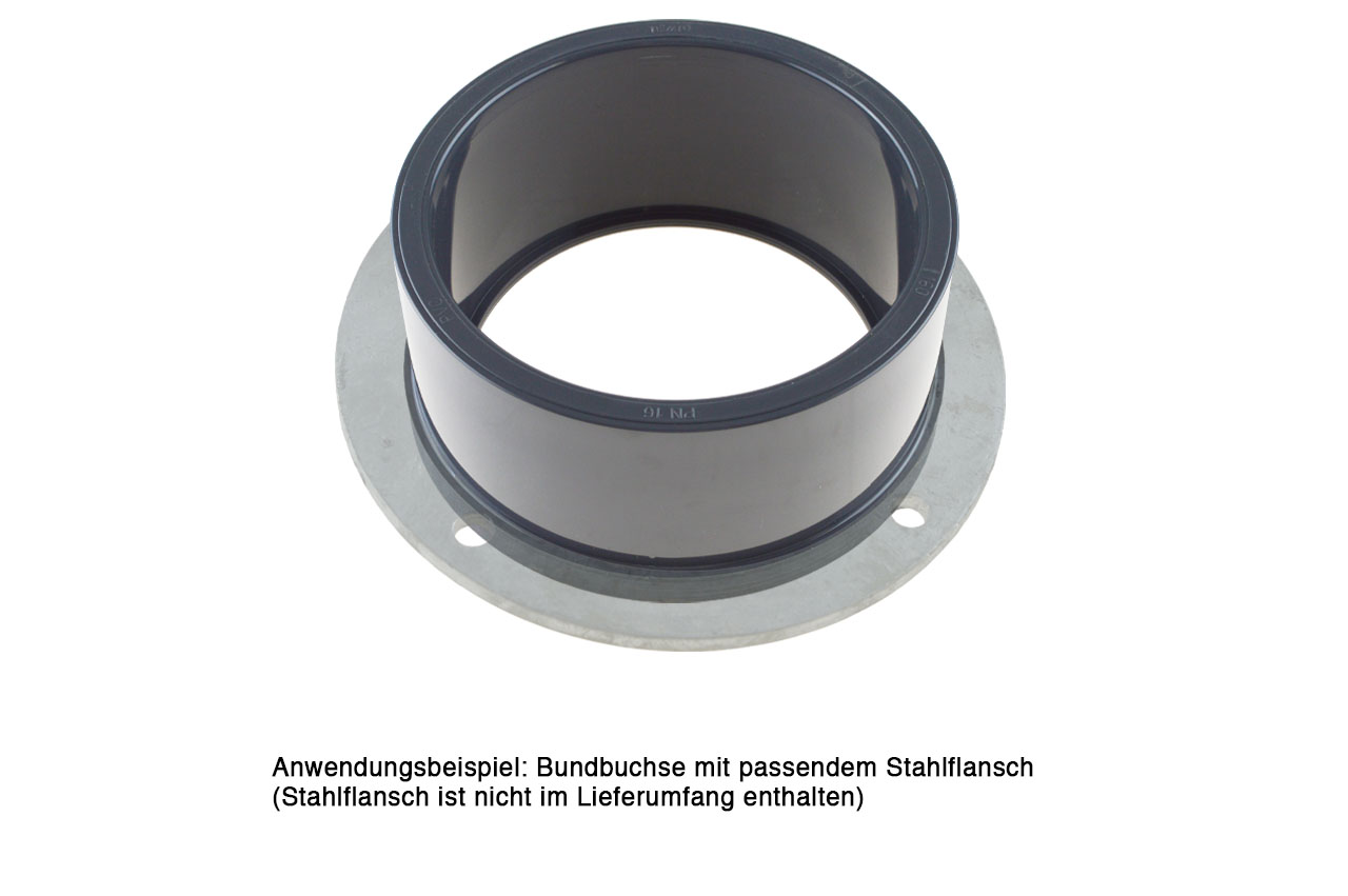 Bundbuchse mit Klebemuffe und abgedrehtem Rand, PVC-U