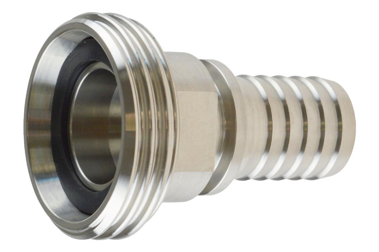 Gewindestutzen mit Rillenstutzen und Sicherungsbund, Edelstahl, DIN 11851