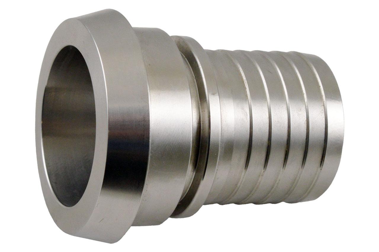 Schlauchkegelrillenstutzen mit Sicherungsbund, Edelstahl, DIN 11851