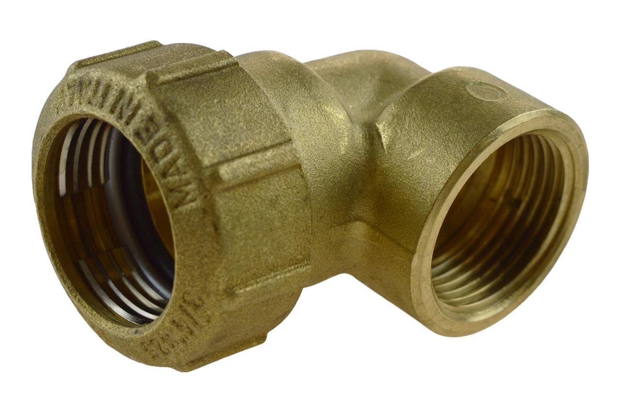 PE Winkel 90° mit Innengewinde, Messing, DVGW
