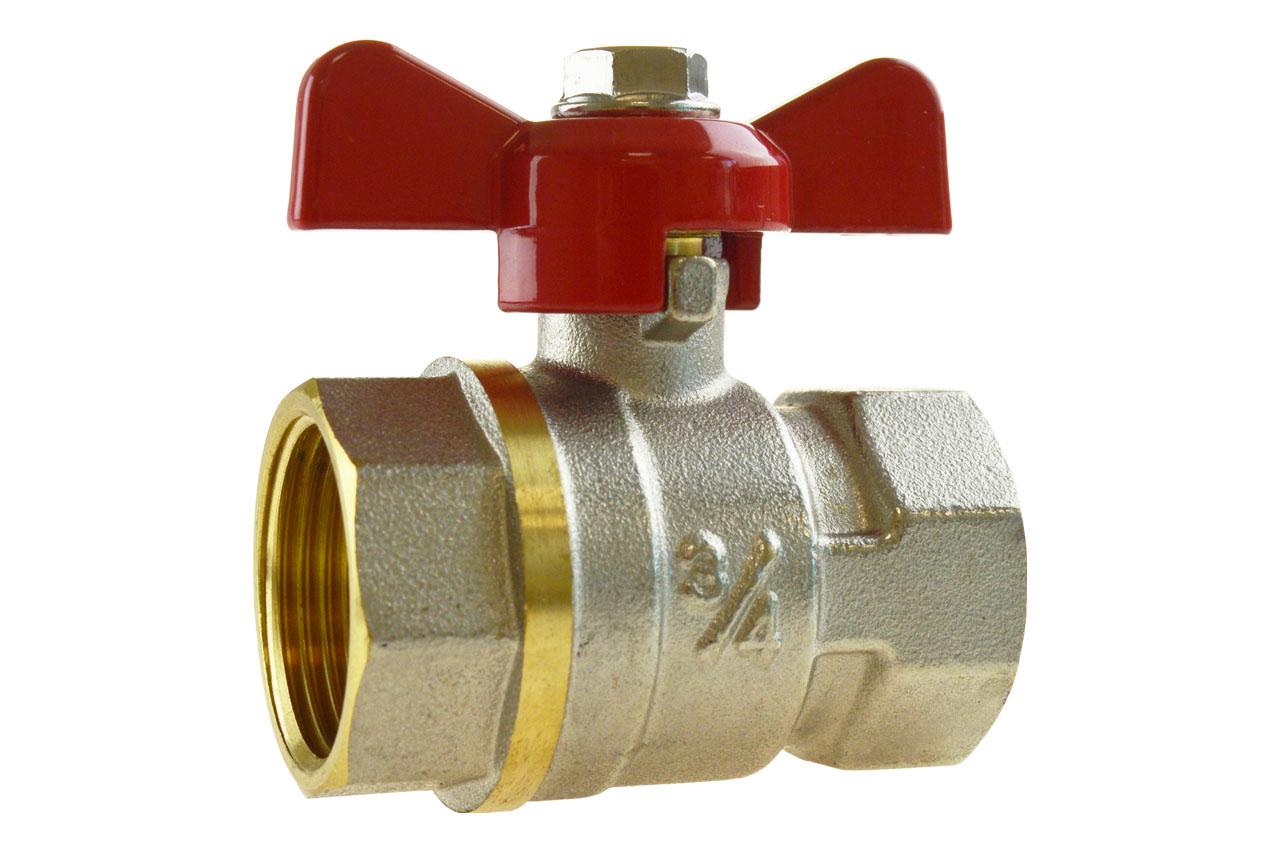 Kugelhahn mit Innengewinde, Flügelgriff, Messing